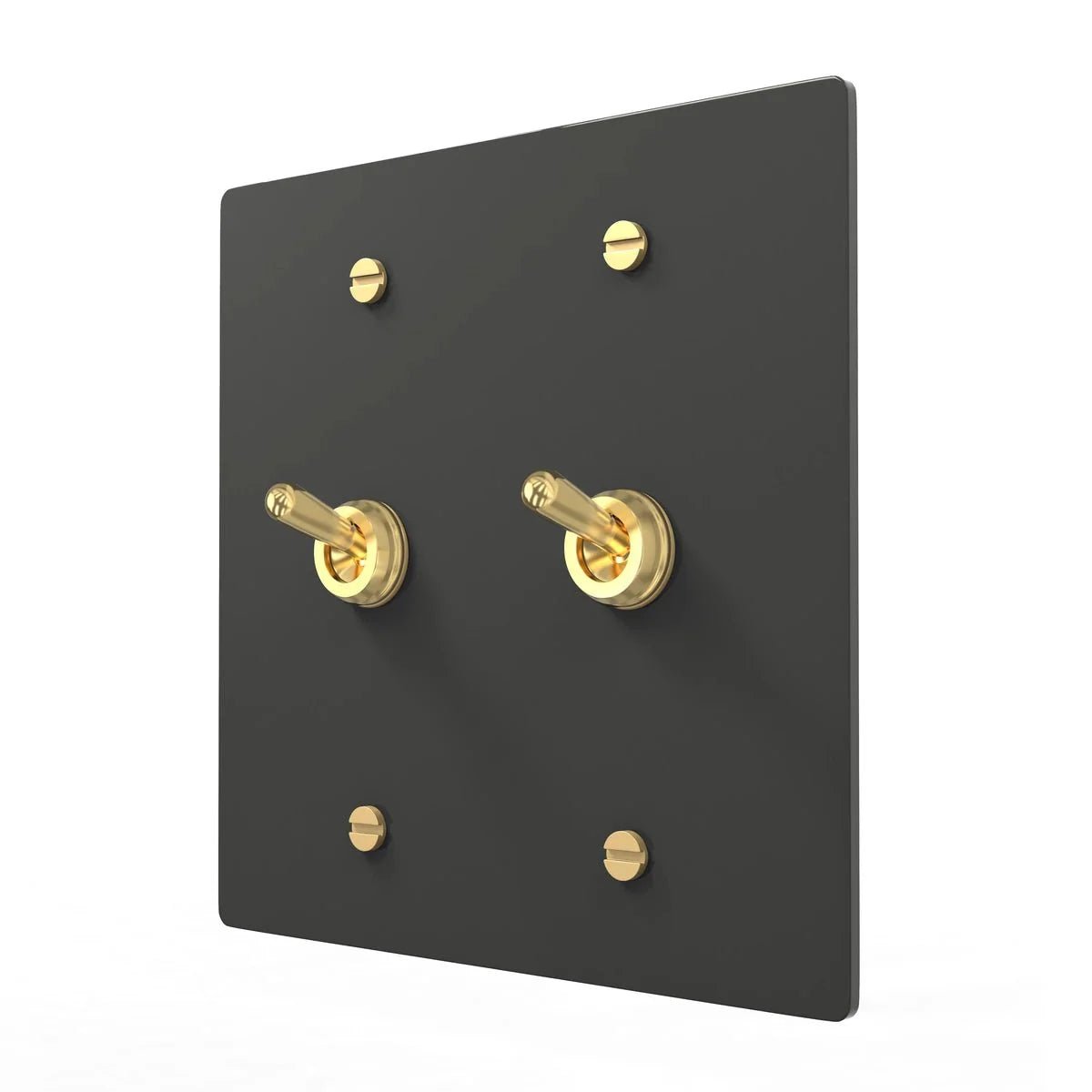 2-Gang Brass Retro Toggle Switch – PlatePrestige